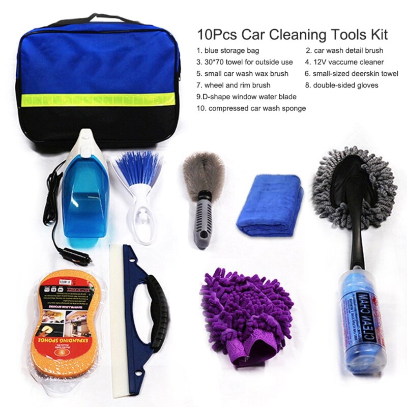 8Pcs Microfibre Car Wash Cleaning Tools Set with S... – Grandado