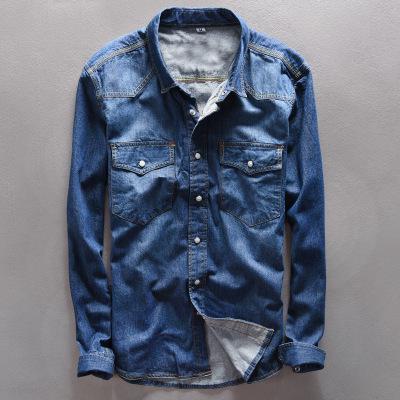 Top Vintage Heren Shirts Lichtblauw Jeans Kraag Sh... – Vicedeal