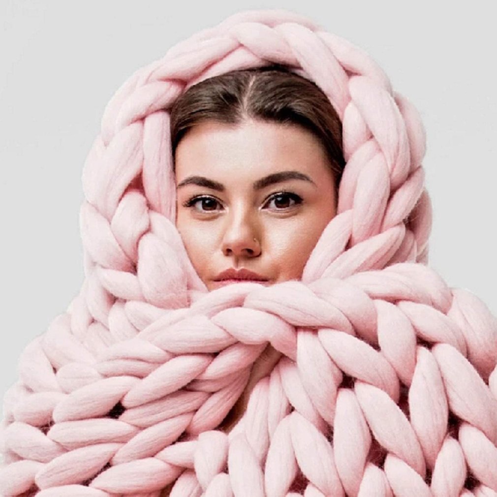 Nordic Thick Handmade Woven Blanket Warm Thread Po... – Vicedeal