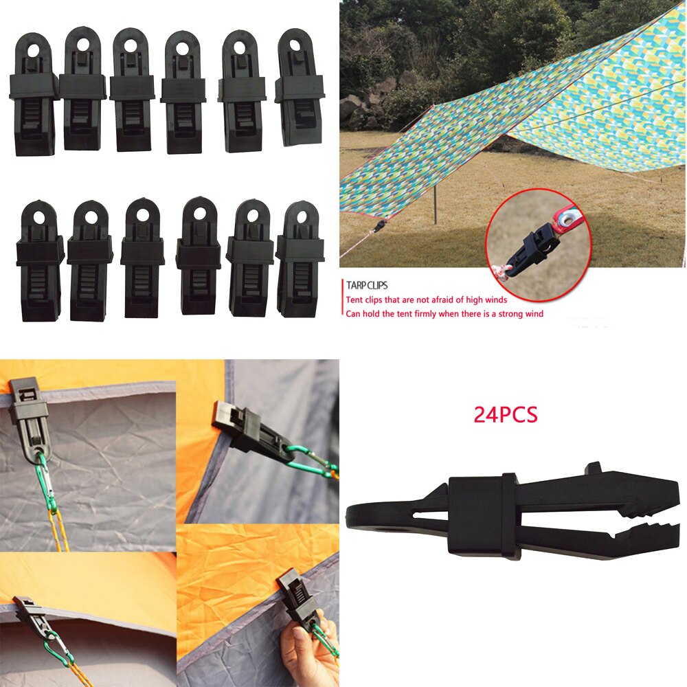 24 Pcs Black Polypropylene Heavy Duty Tarp Clips C... – Grandado
