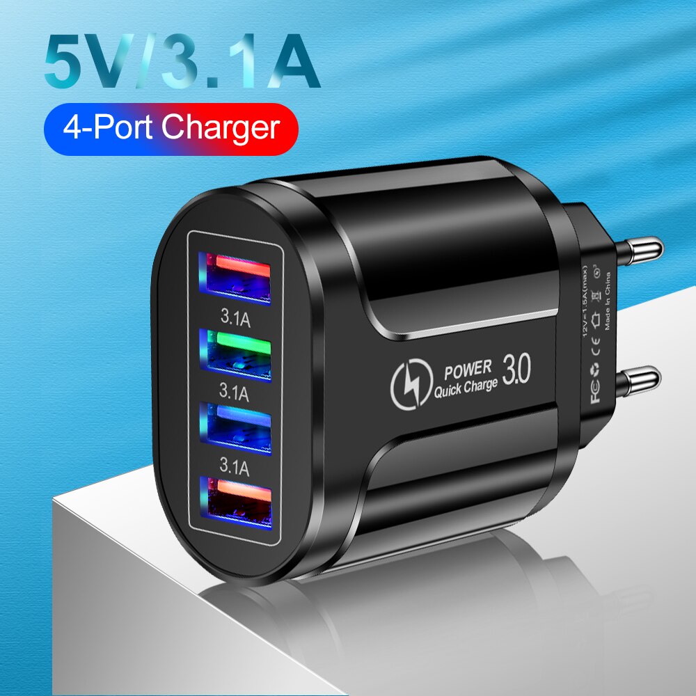 Cargador de viaje USB 3.1A, 4 puertos, carga rápid... – Grandado