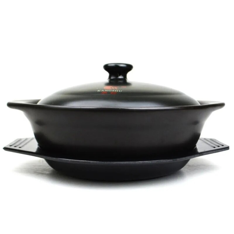 Black Enameled Claypot Rice Ceramic Casserole Cook... – Grandado