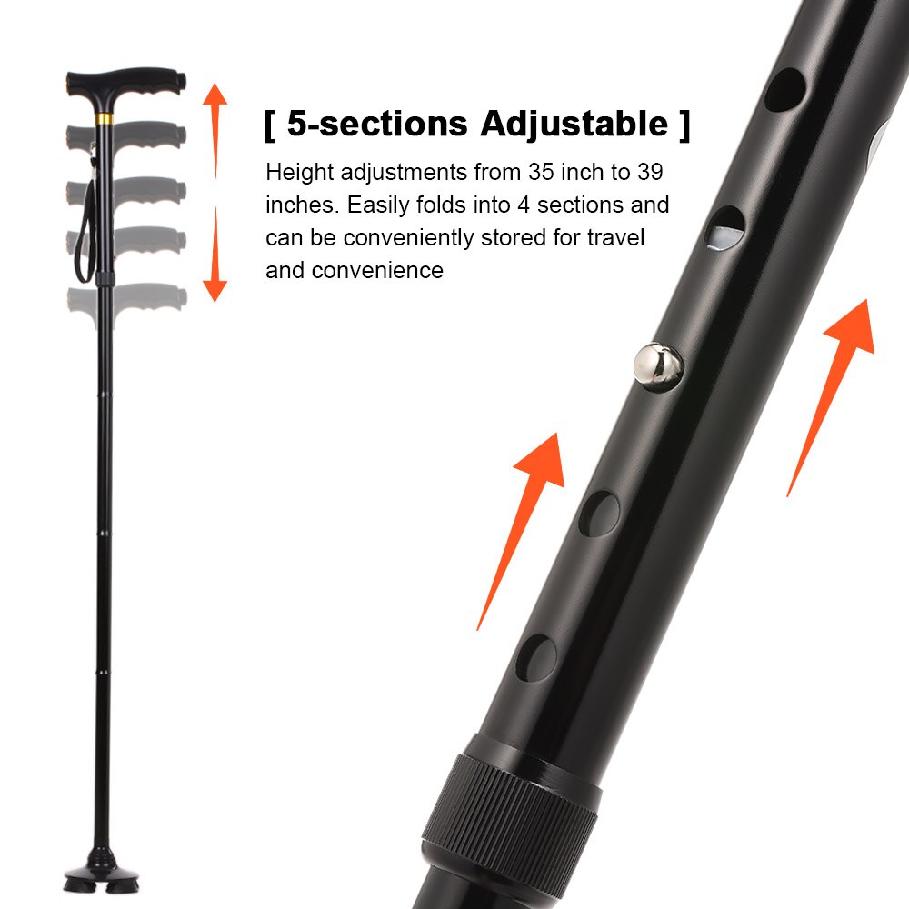 Adjustable Folding Canes Walking Sticks With LED L... – Grandado