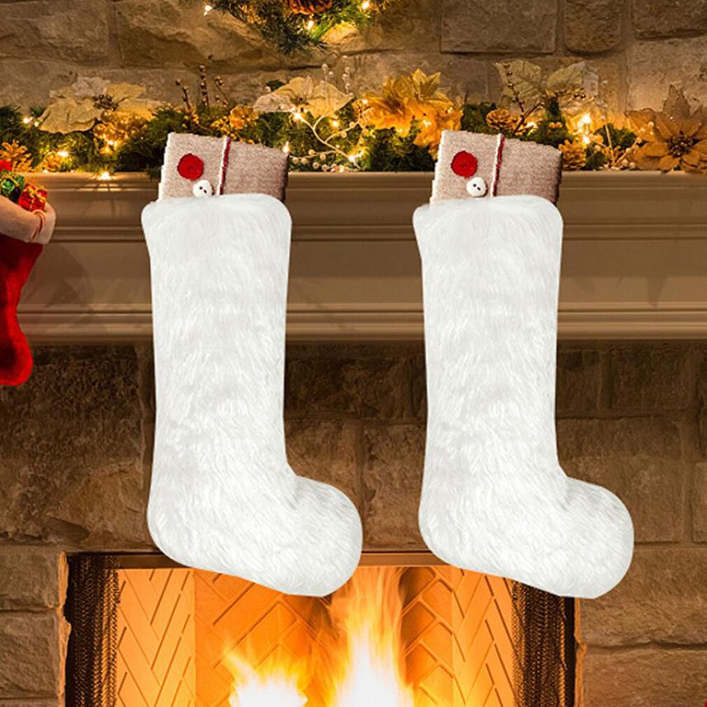 Christmas Stockings Solid Color Rustic Snowy White... – Vicedeal