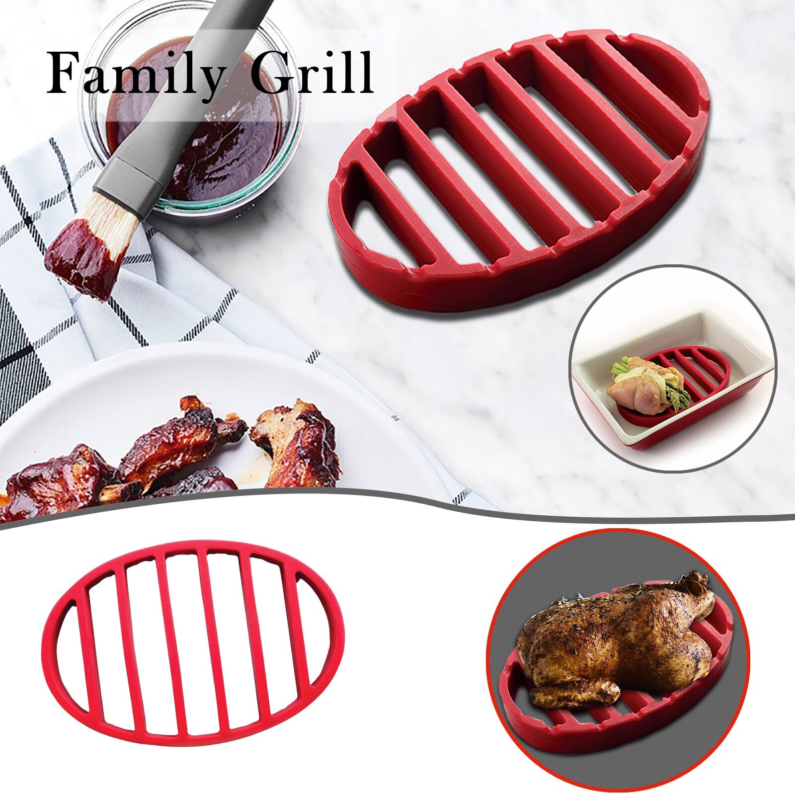 Silicone BBQ Grill Tray Rack Mat Kitchenware Micro... – Vicedeal