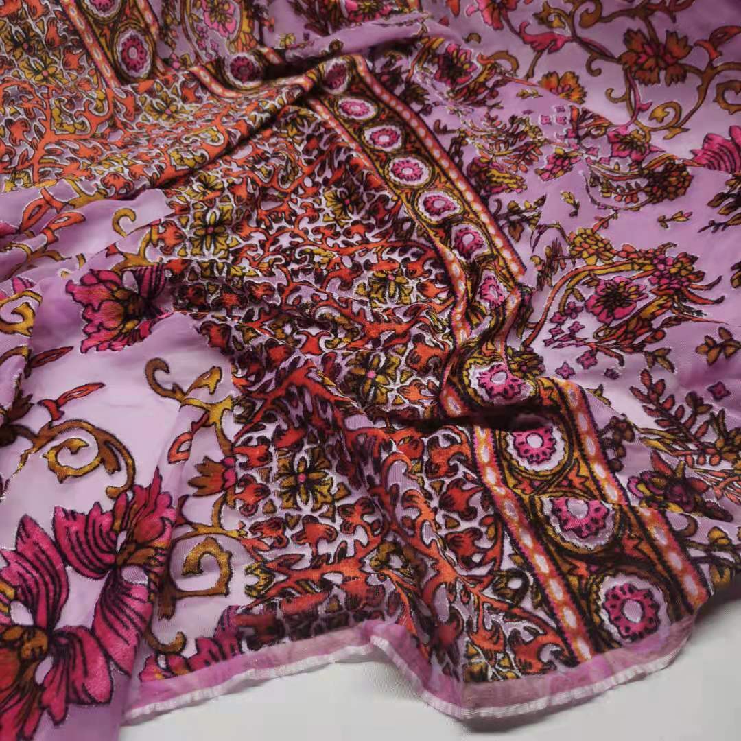 On Burn-Out Fabric 140cm Width Velvet Dress Flocke... – Grandado