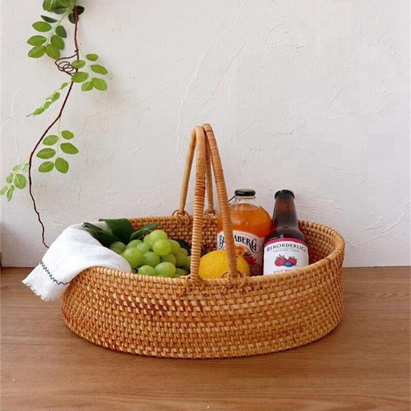 Hand-Woven Rattan Storage Basket,Fruit Basket Bask... – Grandado