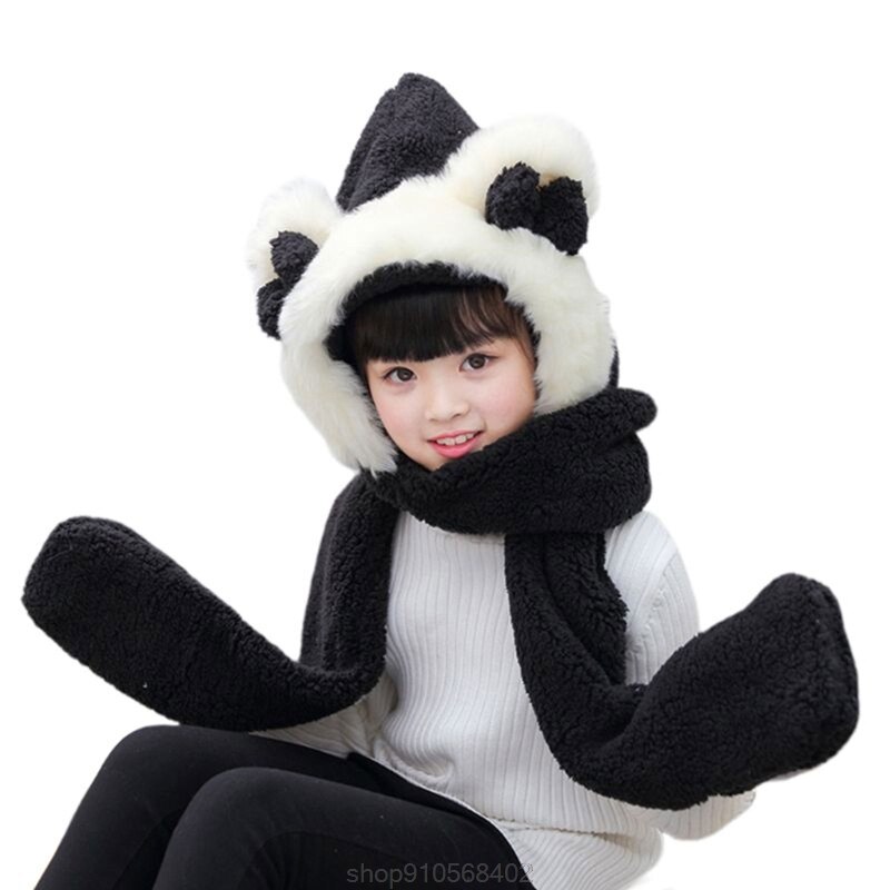 Toddler 3 In 1 Warm Plush Winter Hat Bear Ears Kid... – Grandado
