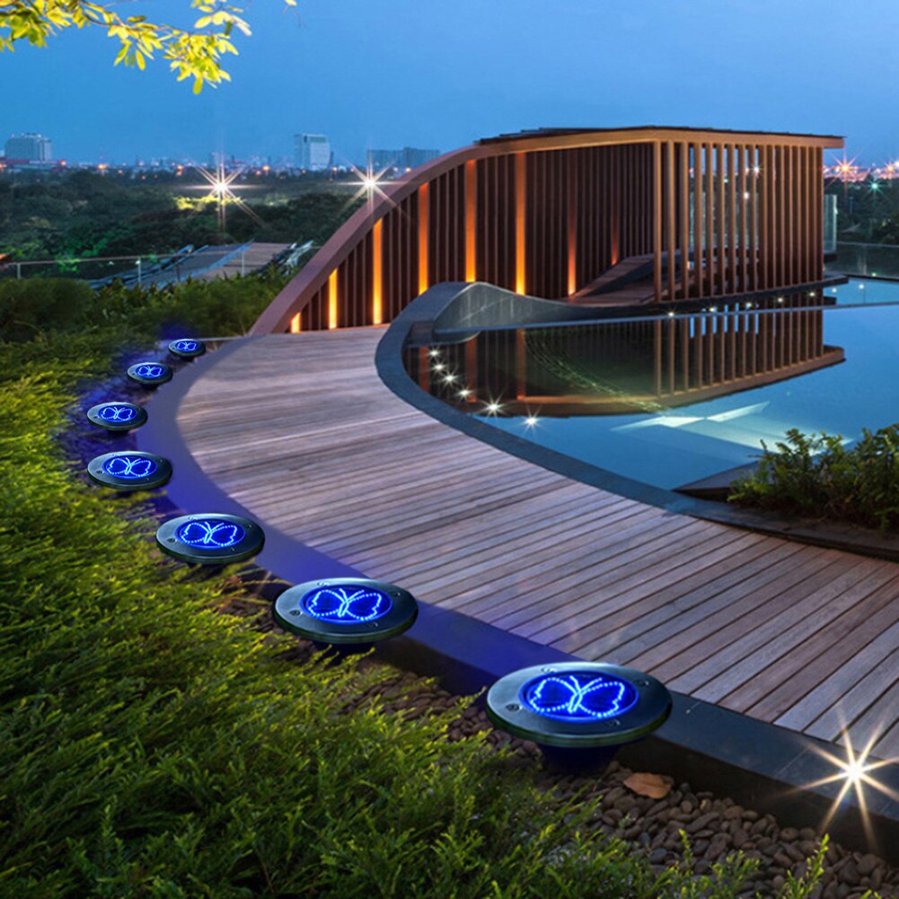 Outdoor LED Solar Light Powered Round Butterfly Gr... – Grandado