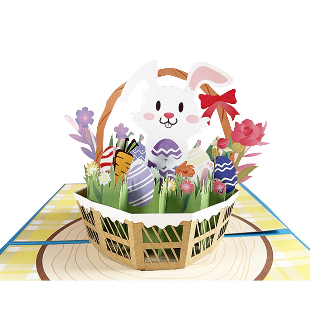 Easter Card Bunny Egg Flowers Basket Pop-Up Card 3... – Grandado