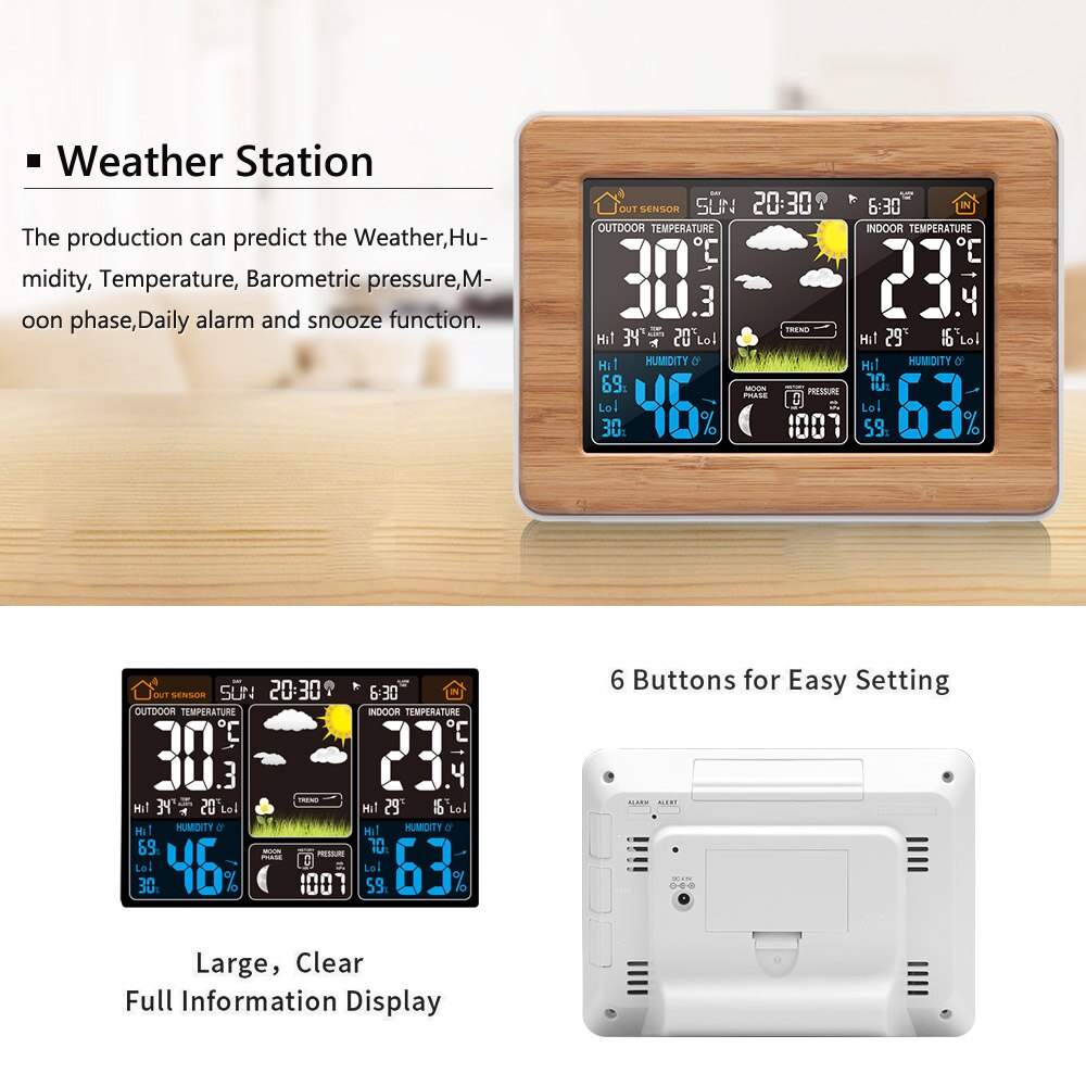 FJ3365 Color Weather Station Indoor/Outdoor Wirele... – Grandado
