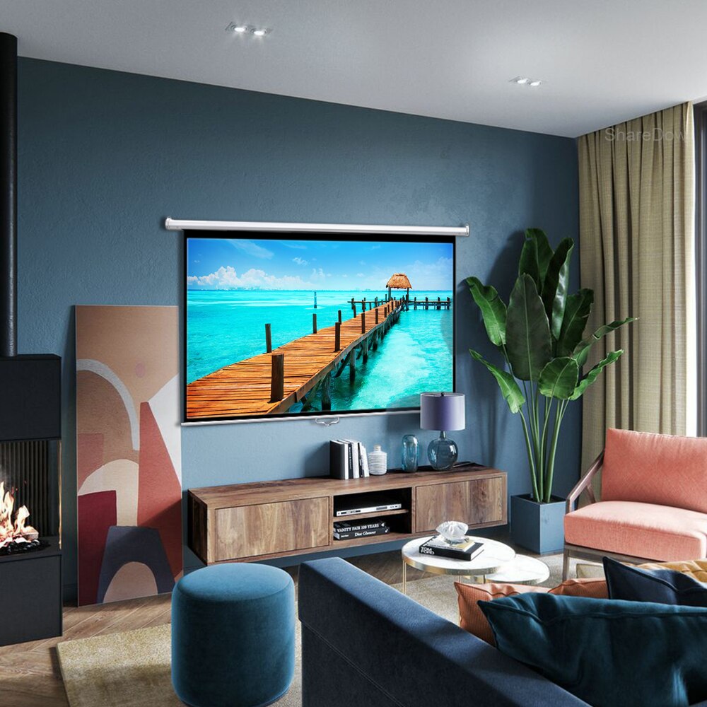 Manual Pull Down Projector Screen 60 72 84 inch16:... – Grandado