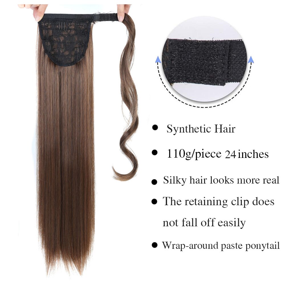 Long Straight Wrap Ponytail Hair 24inch Synthetic ... – Vicedeal