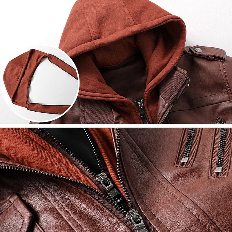 Mens PU Leather Jacket Autumn Winter Motorcycle Bi... – Grandado