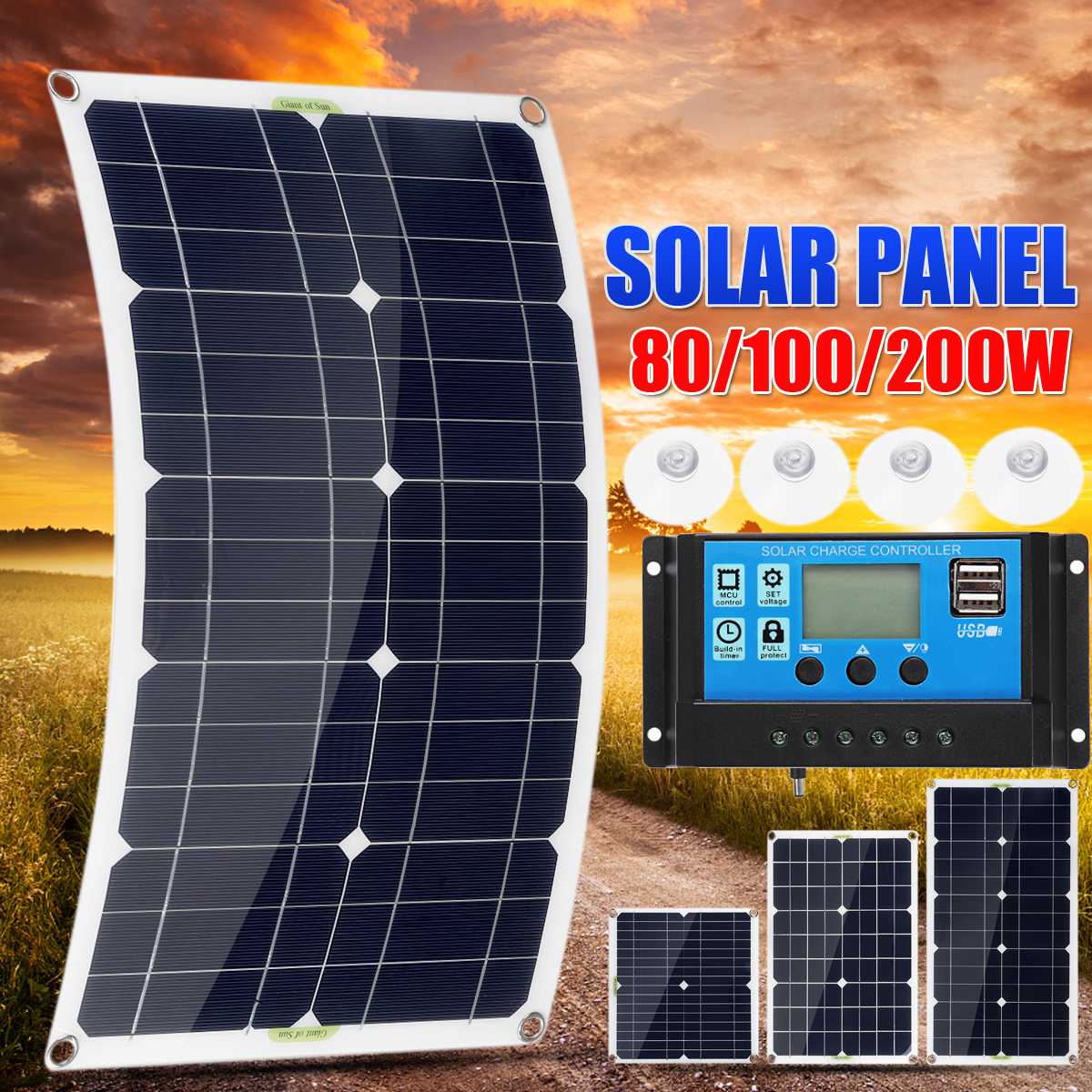 80/150/200W 18V Solar Panel Monocrystalline portab... – Grandado