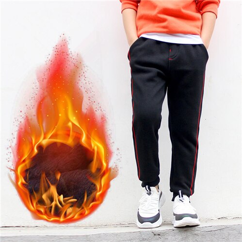 Barn pojkar byxor vinter barn plus sammet varma sp... – Grandado