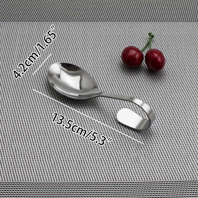 1pcs Curved Handle Salad Spoon Stainless Steel Din... – Grandado