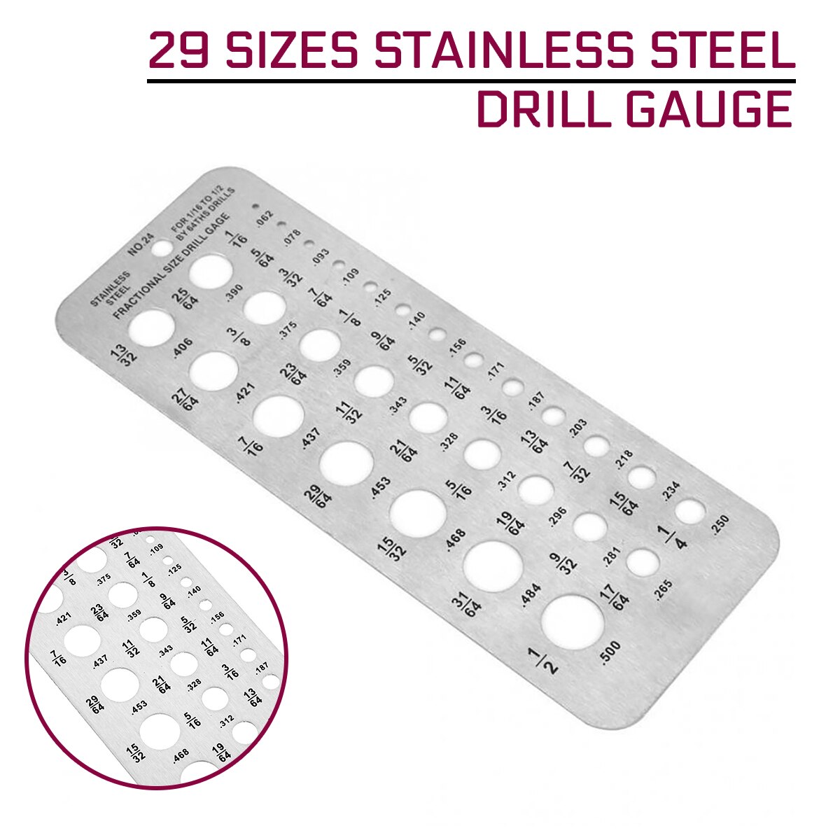 15,9x6 cm Bohrer Messgerät 29 Größen Index Bolzen ... – Grandado