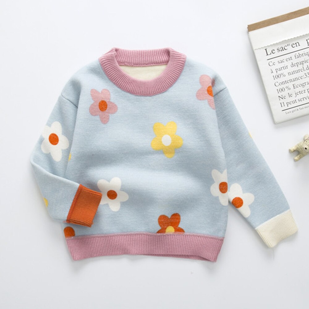 Flower Toddler Girls Sweaters Pullover Knitted Spr... – Grandado