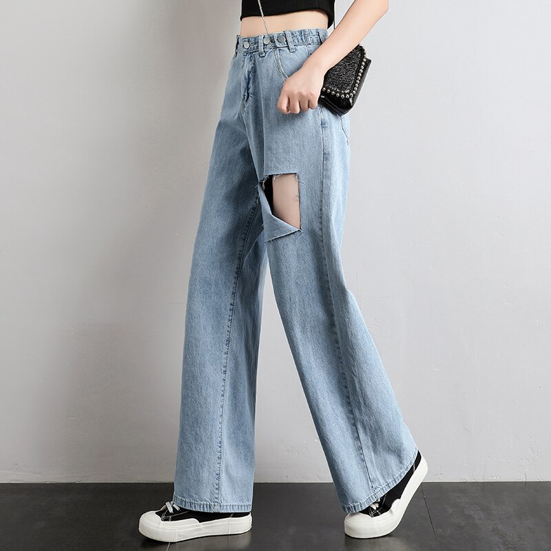 Women Denim Ripped Jeans Casual Full Length Trouse... – Vicedeal