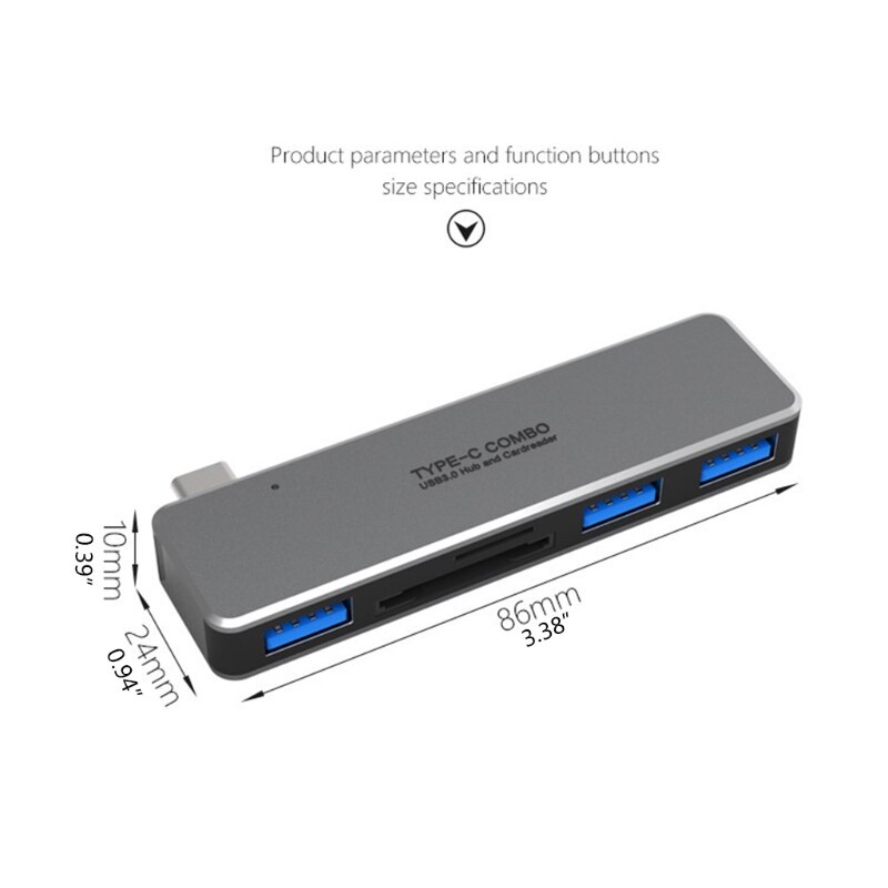 Usb Type-C Hub Adapter Met USB-C Usb 3.0 Sd Tf Rea... – Vicedeal