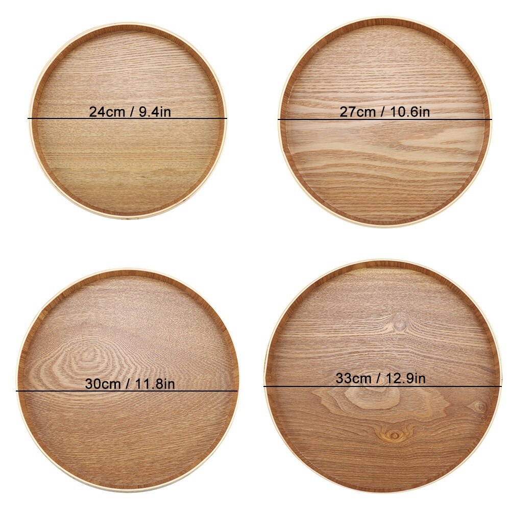 Japanese Style Round Tray Food Serving Plate Woode... – Grandado
