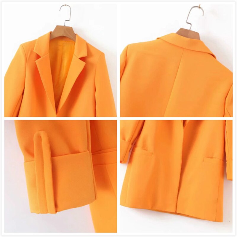 Work Pant Suits OL Two Piece Set Women Orangee Off... – Grandado