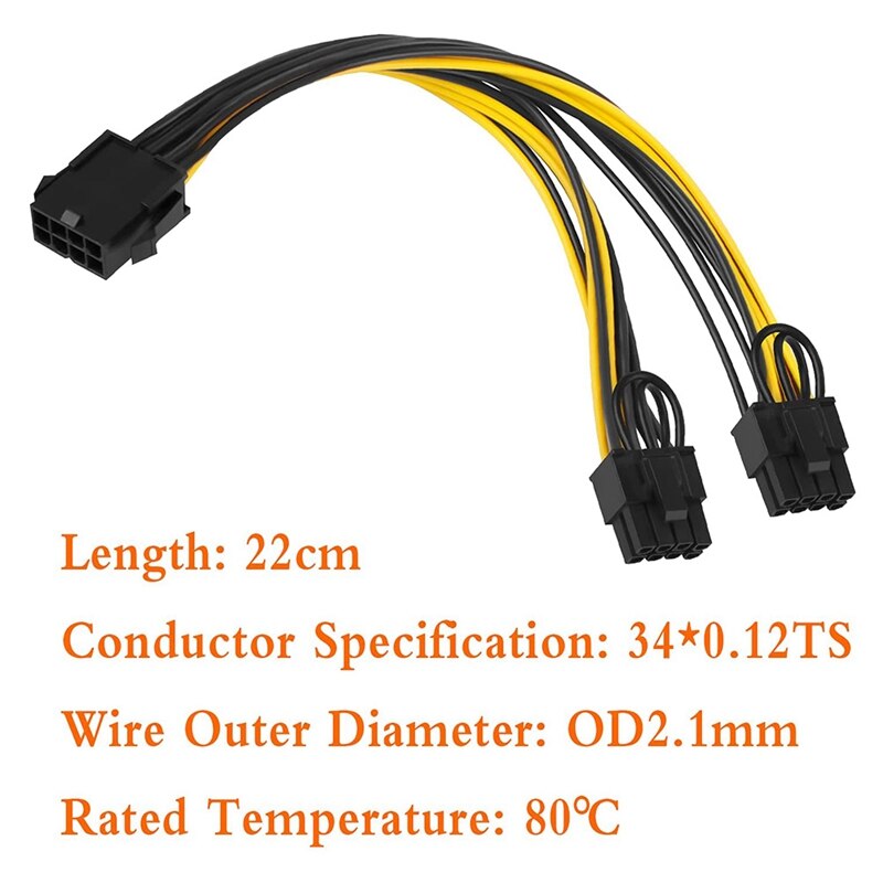 6 Pieces Connector Cable Adapter PCIE Splitter 8 P... – Grandado