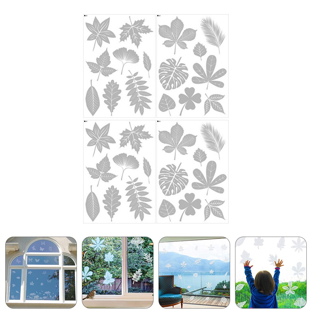 2 Sets of Leaf Shape Electrostatic White Window St... – Grandado