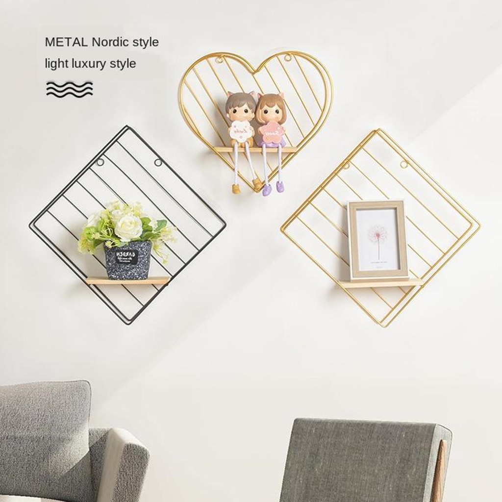 Modern Iron Wire Floating Shelves, Geometric Wall ... – Vicedeal