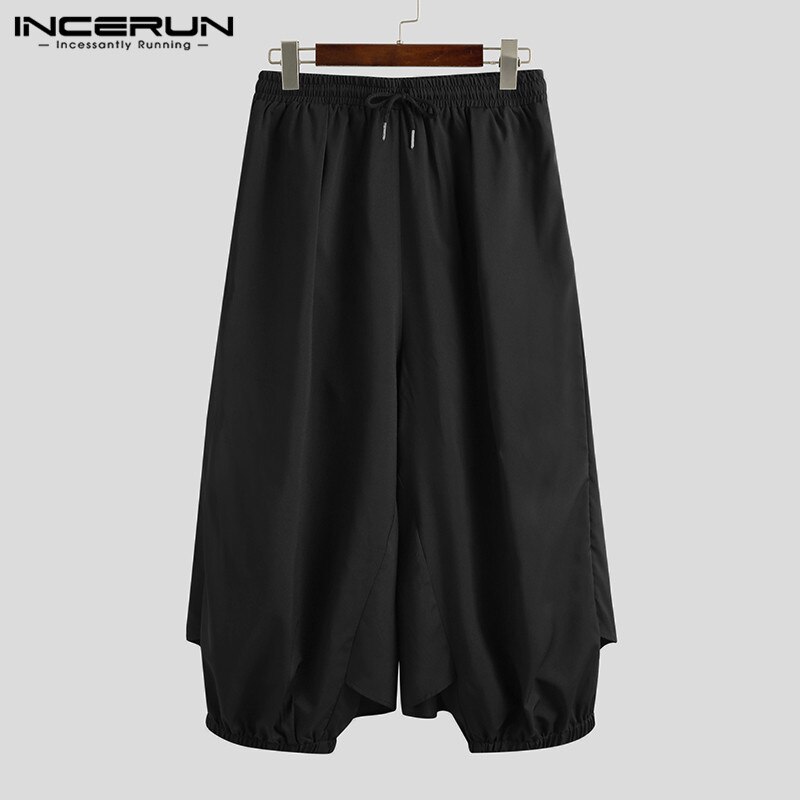 INCERUN Men Pants Solid Drawstring Punk Style Stre... – Grandado