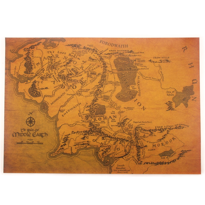 PipiFren Wall Sticker Mural Vintage Middle Earth M... – Grandado