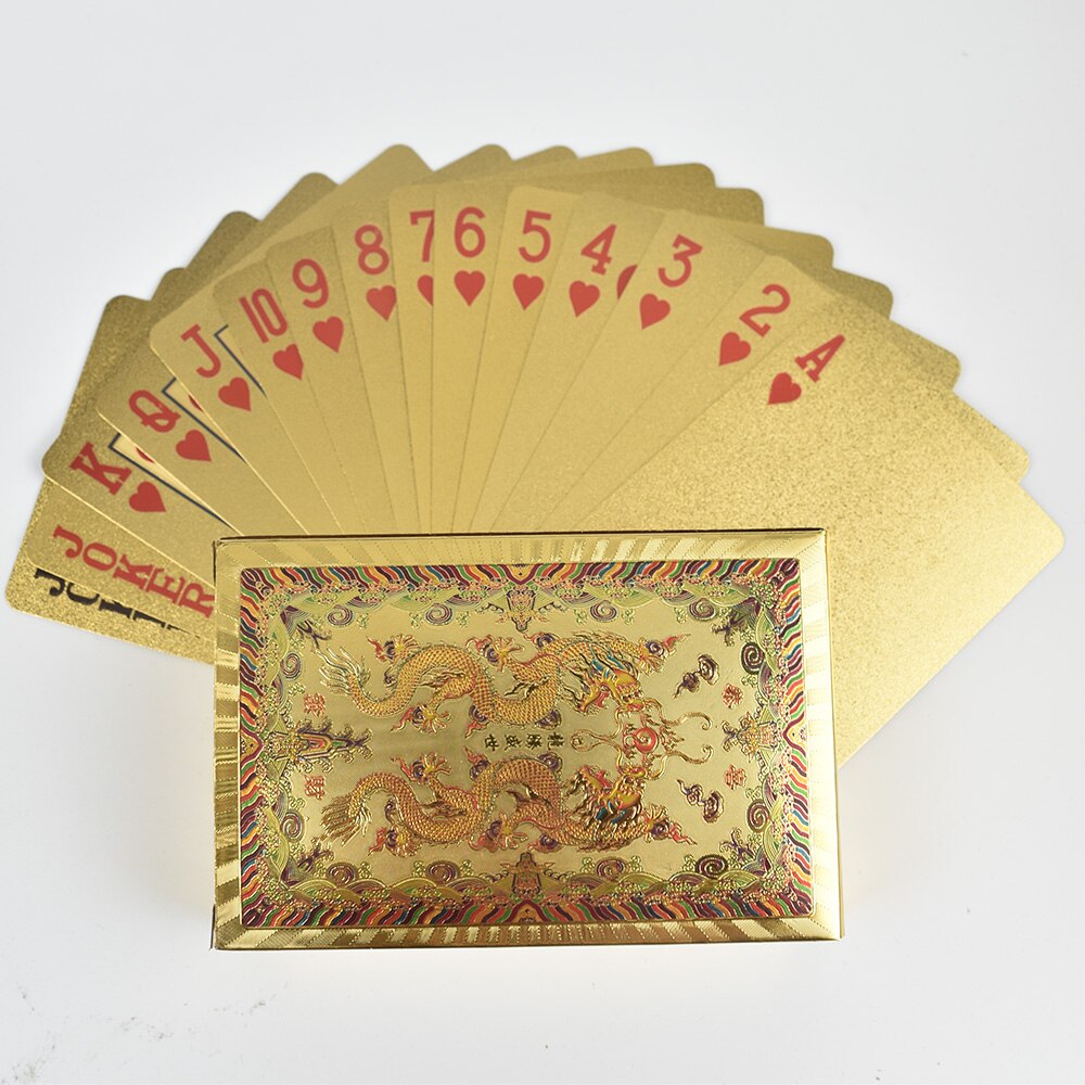 Chinese Mascot Double Dragon Gold Playing Cards Pl... – Vicedeal