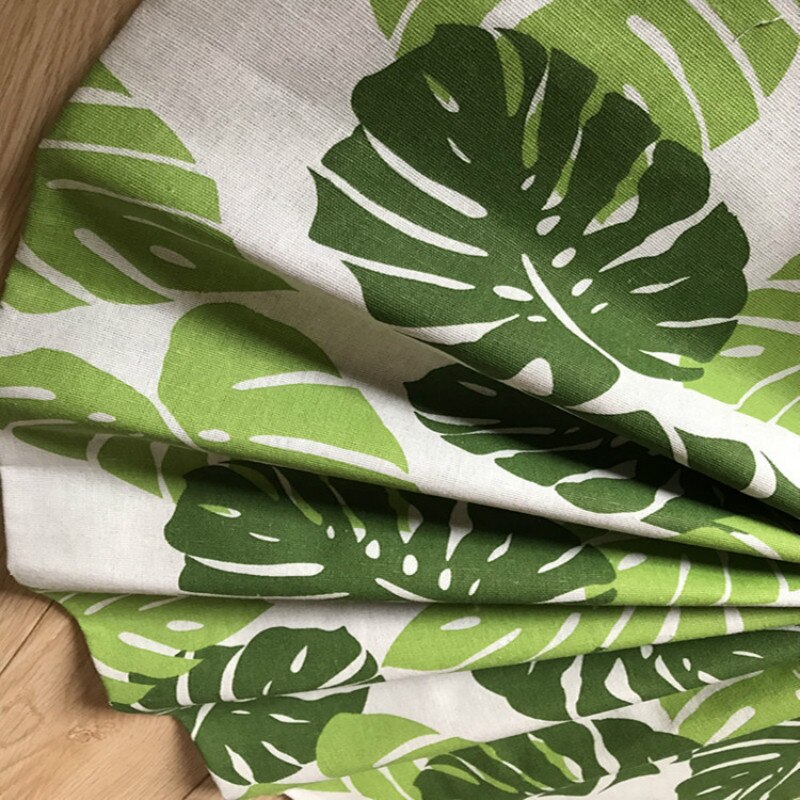 Printed leaf Linen Fabric Print Cotton And Linen C... – Grandado