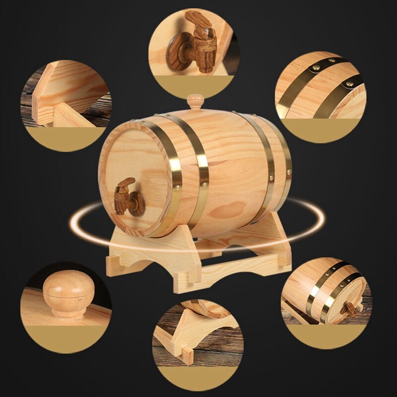 1.5L Wooden Horizontal Beer Wine Barrel Bar Decora... – Vicedeal