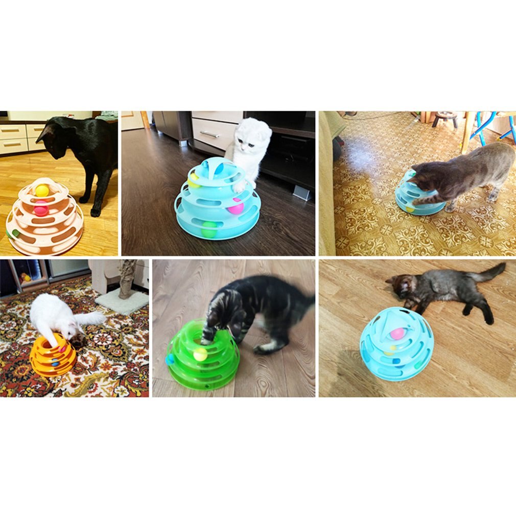 3 Levels Pet Cat Toy Funny Tower Tracks Disc Cat T... – Grandado