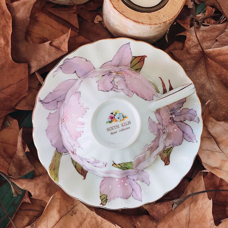 Flower Bone China Coffee Cup and Saucer Set Porcel... – Grandado