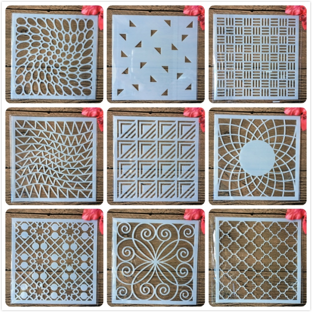 9pcs Set 13cm Oval Geometry Circle Grid Diy Layeri Vicedeal