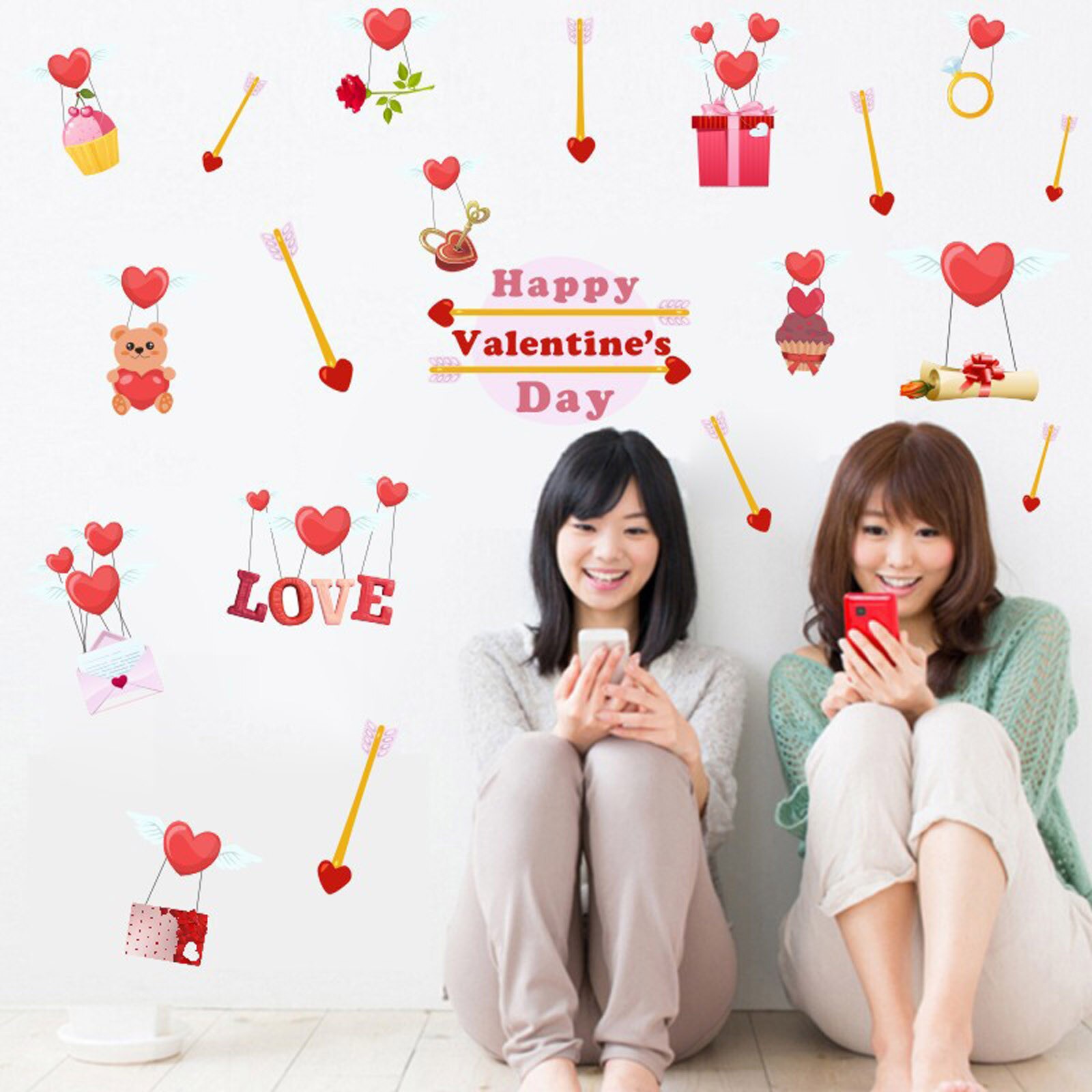 @ Valentine's Day Wall Sticker Rose Window Wall St... – Vicedeal