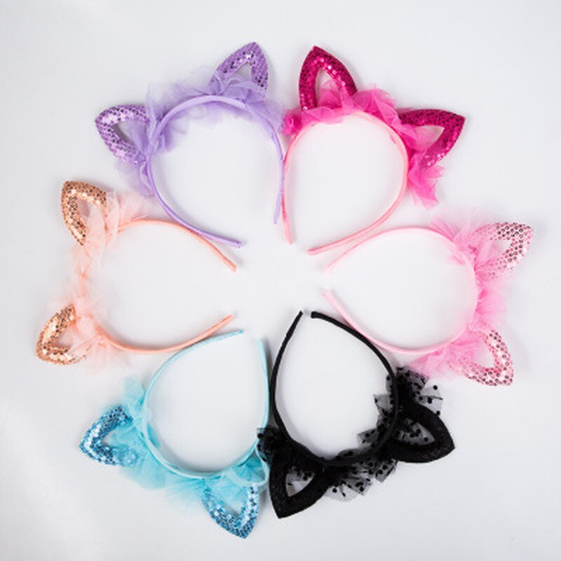 Leuke Glanzende Pailletten Kat Oren Hoofdband Voor... – Vicedeal