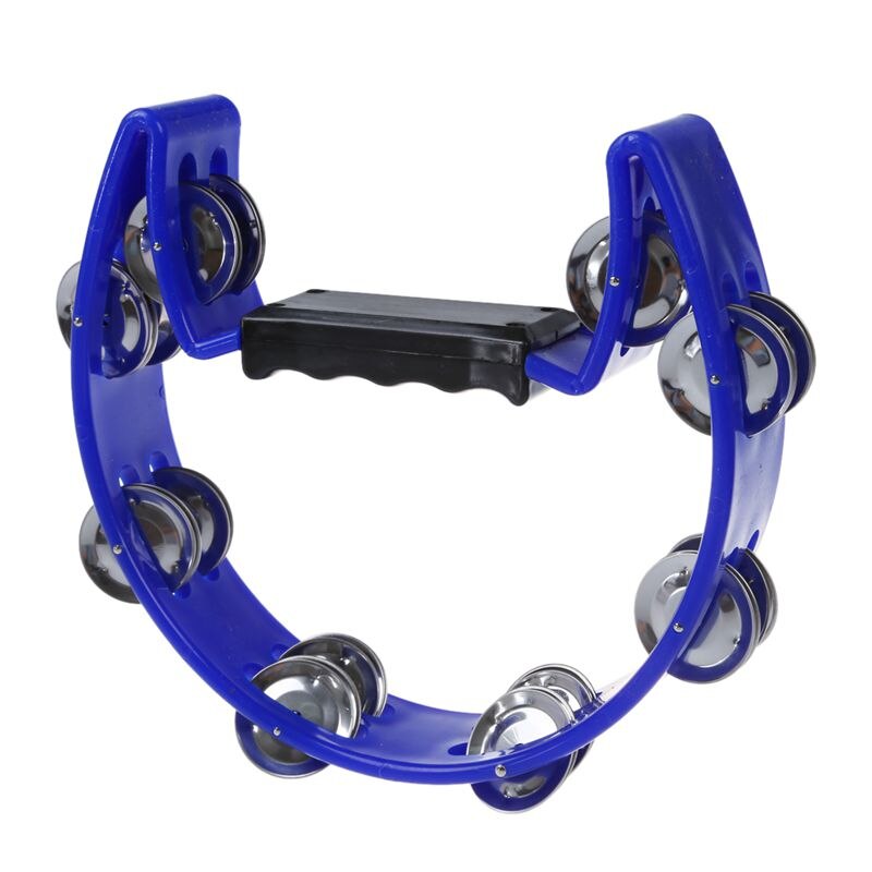 Tambourine Blue Hand Held with Double Row Metal Pe... – Grandado
