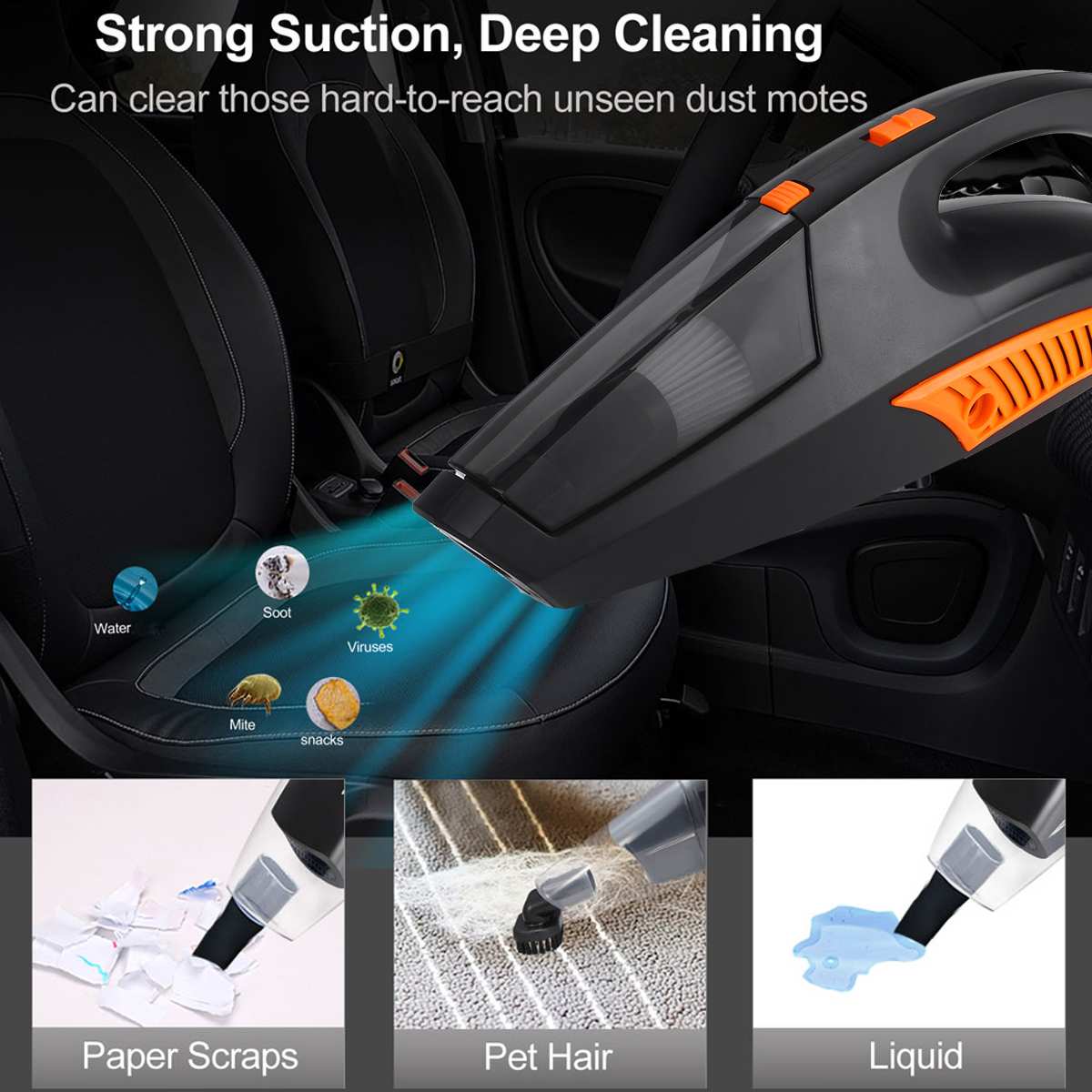 7800Pa Portable Auto Strong Power Car Vacuum Clean... – Vicedeal