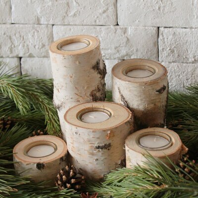 Personality Wooden Candlestick With Candle DIY Cra... – Grandado