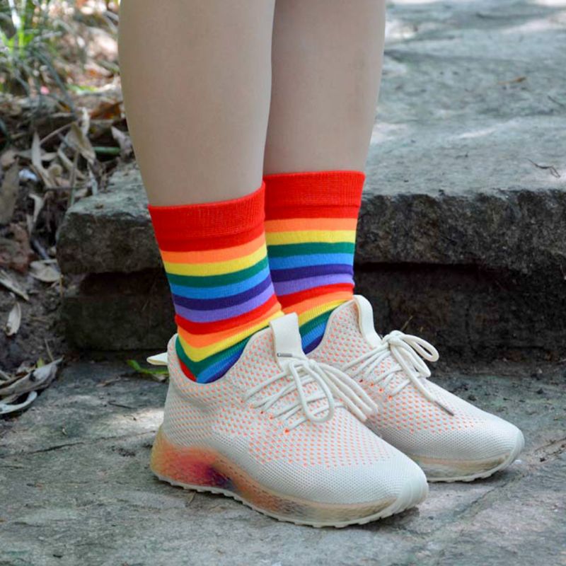 Rainbow Striped Colorful Short Tube Sock Unisex Wi... – Grandado