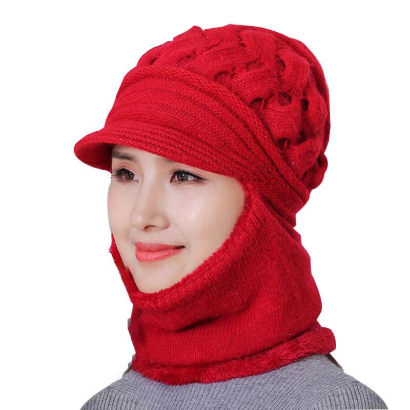 Women's Knitted Hat Scarf Caps Neck Warmer Winter ... – Vicedeal