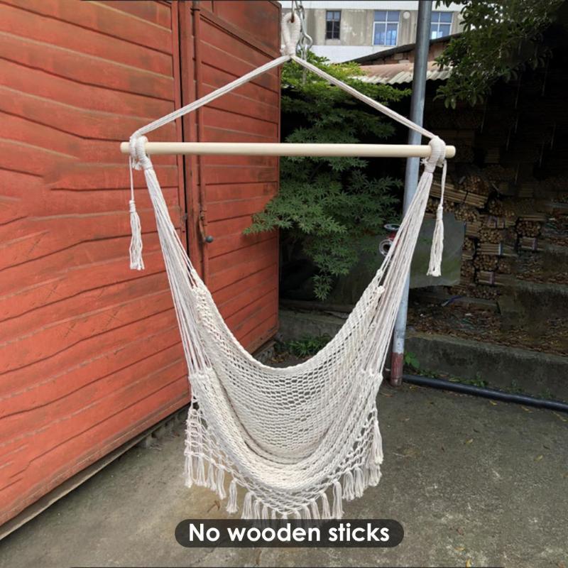 Canvas Swing Hanging Hammock Cotton Rope Tassel Tr... – Grandado