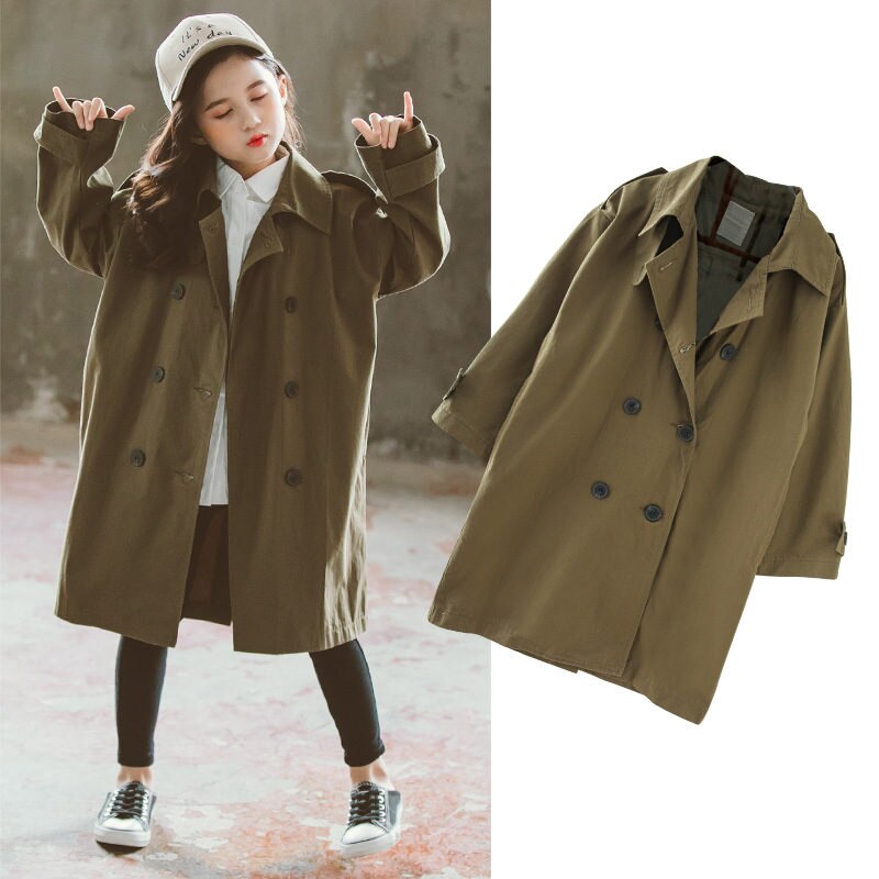 Teens Girls Windbreaker Trench Coat Long Style Gir... – Grandado