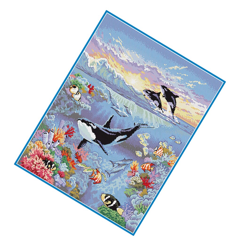 Ocean World Stamped Cross Stitch Kits For Kids Emb... – Grandado
