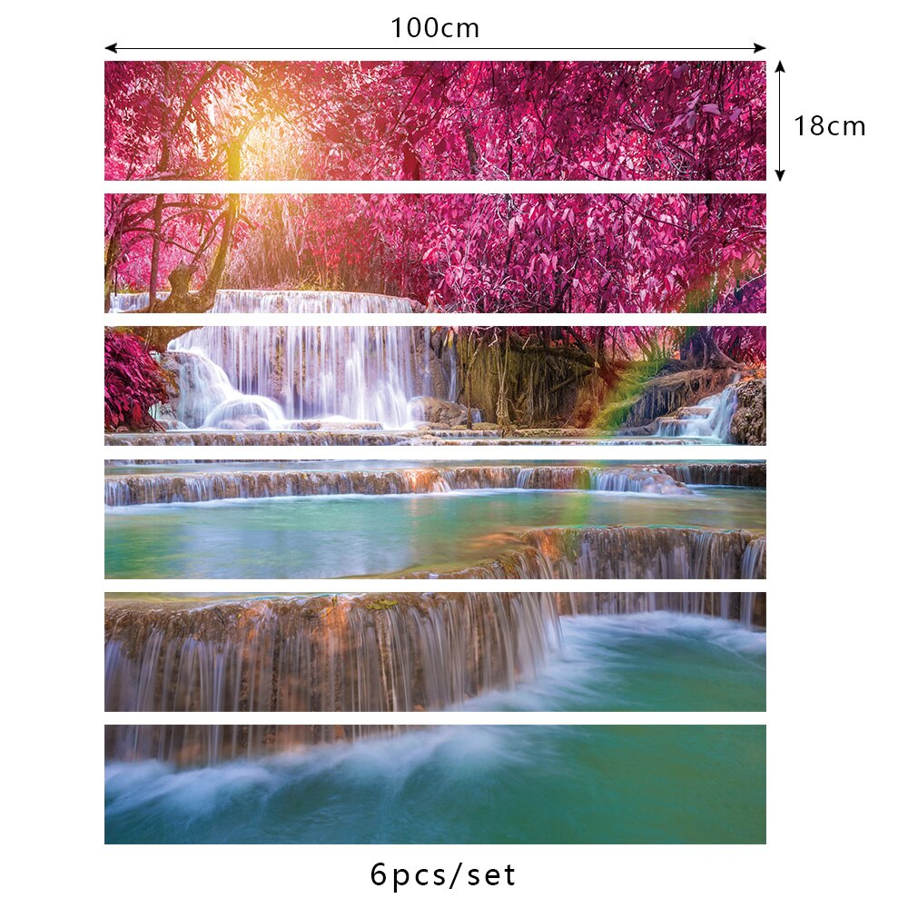 Forest Flowing Water Wallpaper Staircase Sticker F... – Grandado