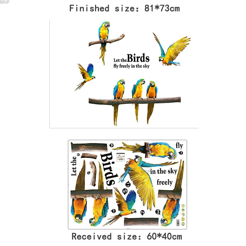 Parrot Wall Stickers Birds Wall Decals Macaw Art H... – Vicedeal